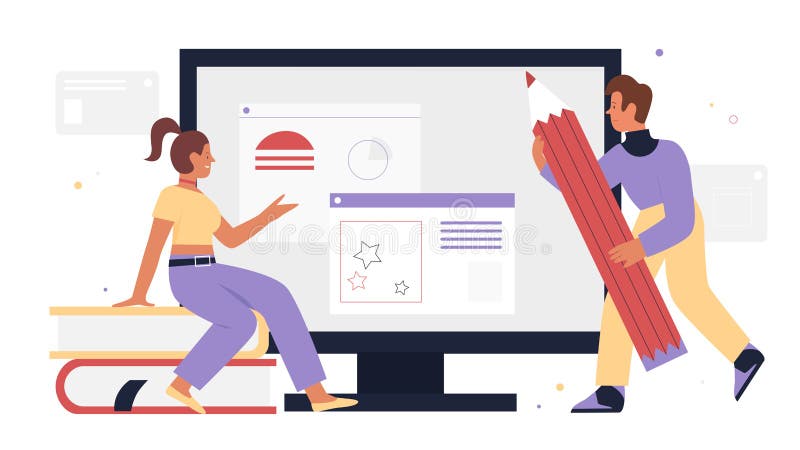 Developer People with it Lettering Vector Illustration, Cartoon Flat ...