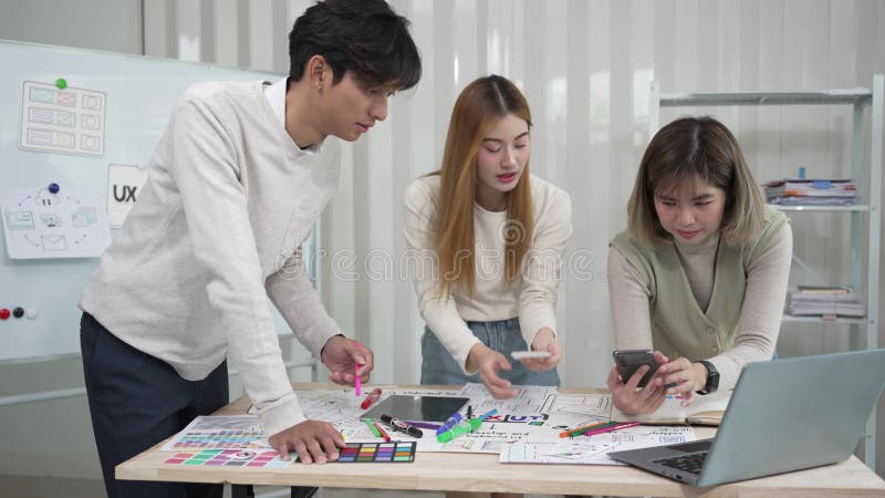 UI Ux Designer Brainstorming Mobile App Layout Design on Creative ...