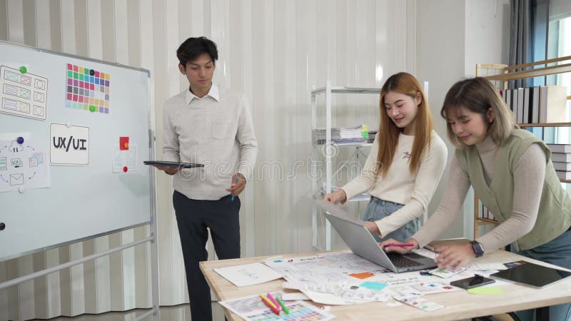 UI Ux Designer Brainstorming Mobile App Layout Design on Creative ...