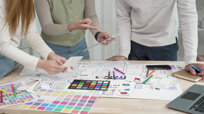 UI Ux Designer Brainstorming Mobile App Layout Design on Creative ...