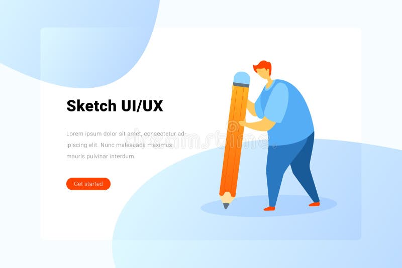 Ui UX Designer Holding Pencil Flat Vector Illustration. Landing Page ...