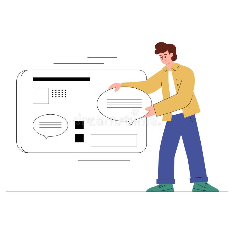 UI UX Designer Working on Web Project Flat Cartoon Vector Illustration ...