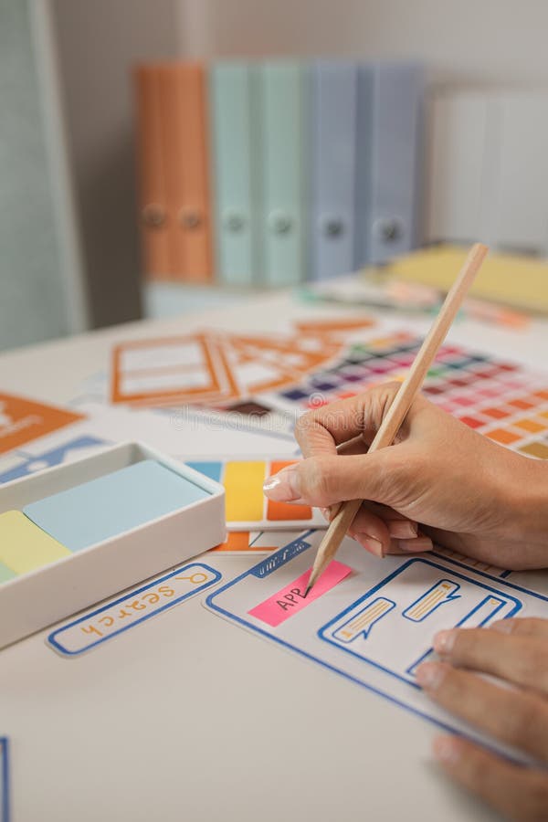 UI UX Designers Team Working on New Website Wireframe in Office, Ux ... UI UX Designers Team Working on New Website Wireframe in Office, Ux ...