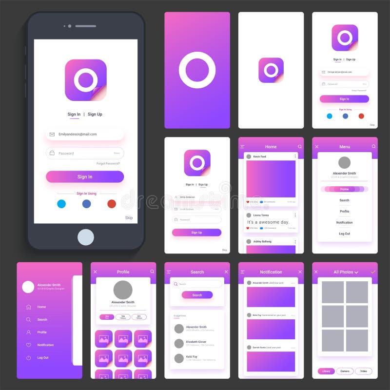 UI, UX and GUI for Mobile Apps. Stock Illustration - Illustration of ...