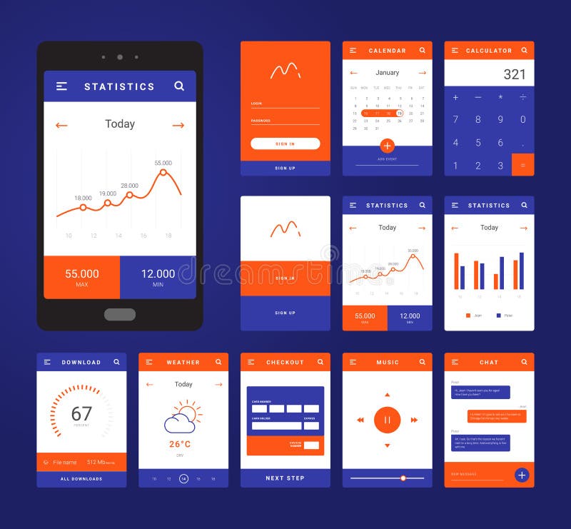 UI, UX and GUI Template Layout for Mobile Apps. Statistic Dashboard ...