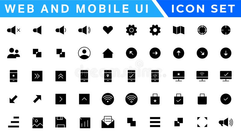 UI UX Icon Mega Set, User Interface Iconset Collection Stock Vector - Illustration of document ...