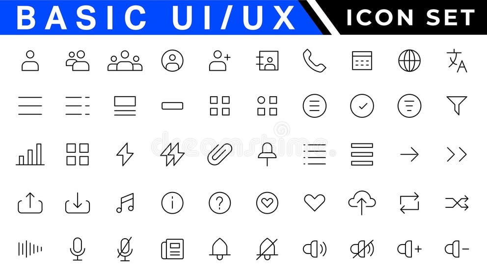 Ui Ux Icon Set, User Interface Icon Set Collection. Stock Vector ...