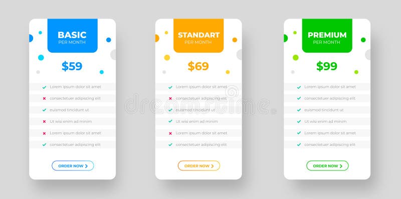 Pricing Plans Table and Pricing Chart Price List for Web or App ... Pricing Plans Table and Pricing Chart Price List for Web or App ...