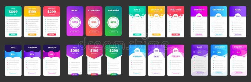 Ui UX Pricing Design Tables with Tariffs, Subscription Features ...