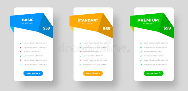 Pricing Plans Table and Pricing Chart Price List for Web or App ... Pricing Plans Table and Pricing Chart Price List for Web or App ...