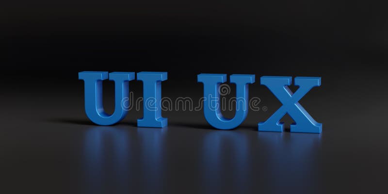 UI UX Text in Three Dimensions on Dark Background. 3d Illustration ...
