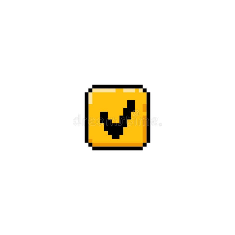 UI UX User Software Interface Pixel Art Vector Icon, Button with Check ...