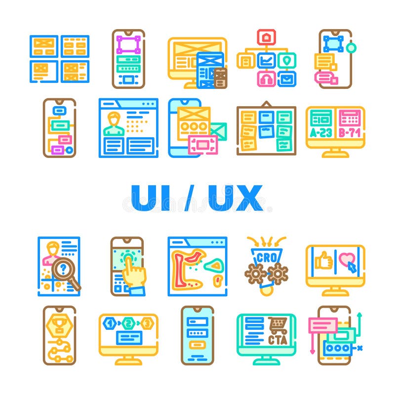 Ui Ux Web Interface App Icons Set Vector Stock Vector - Illustration of experience, user: 312309929