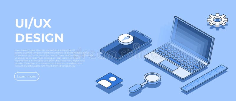 Ui Uxdesign Isometric Scene. Creation of the User Interface Stock ...