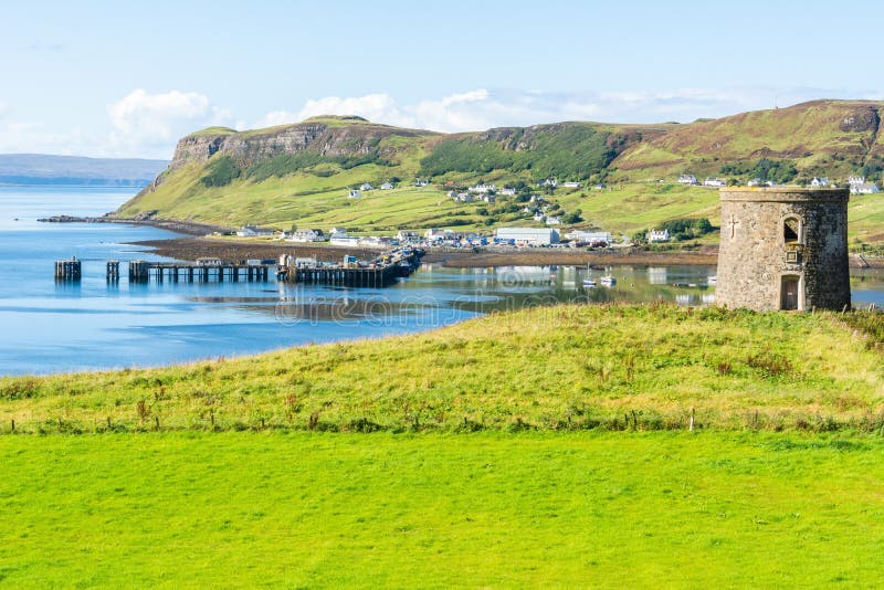 Uig Harbour, Pier and Tower in the Isle of Skye in Scotland Stock Photo ...