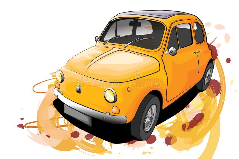 Gele Auto, Jong Geitje`s Tekening Door Potlood Stock Illustratie ...