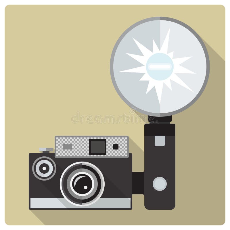Uitstekende Compacte Camera Met Flits Vectorpictogram Vector ...
