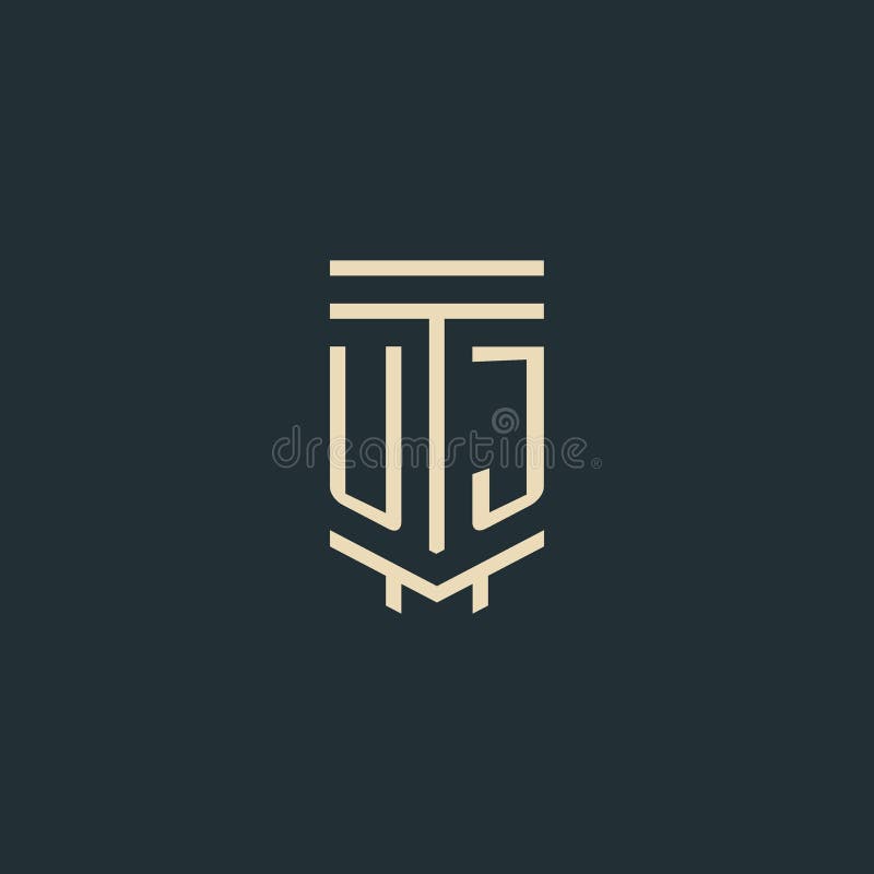 UJ Initial Monogram with Simple Line Art Pillar Logo Designs Stock ...