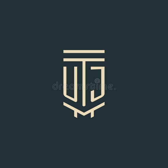 UJ Initial Monogram with Simple Line Art Pillar Logo Designs Stock ...