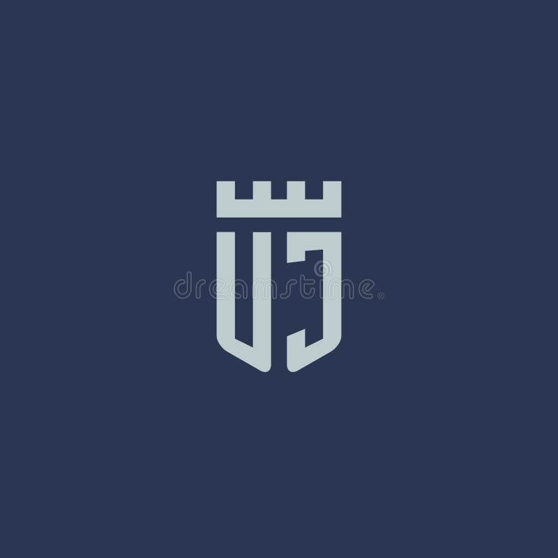 UJ Logo Monogram with Fortress Castle and Shield Style Design Stock ...