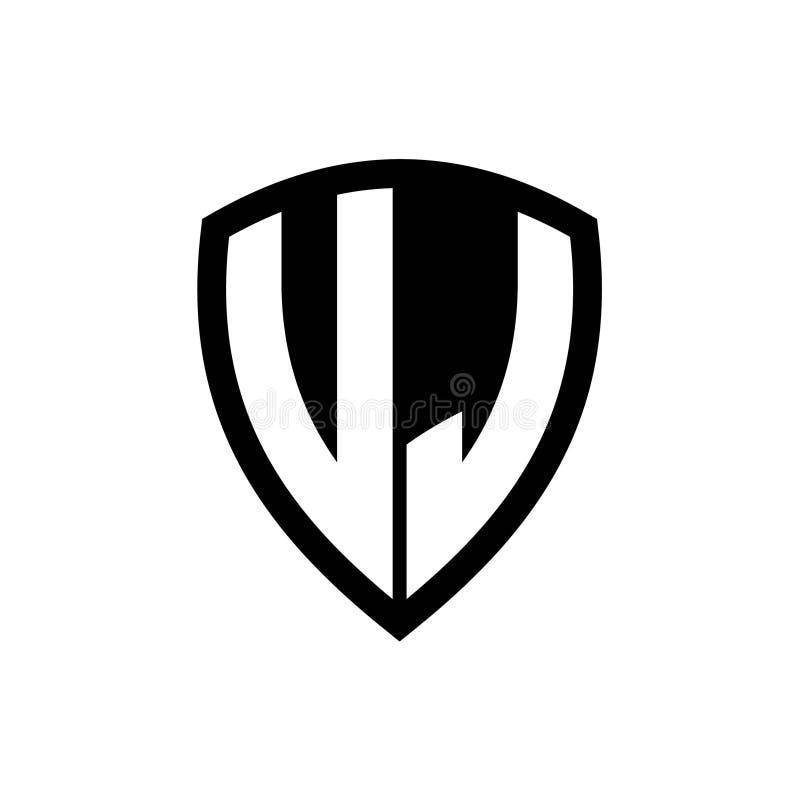 UJ Monogram Logo with Bold Letters Shield Shape with Black and White ...