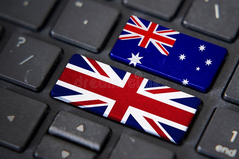 UK and Australia Flags on Computer Keyboard Stock Photo - Image of ...