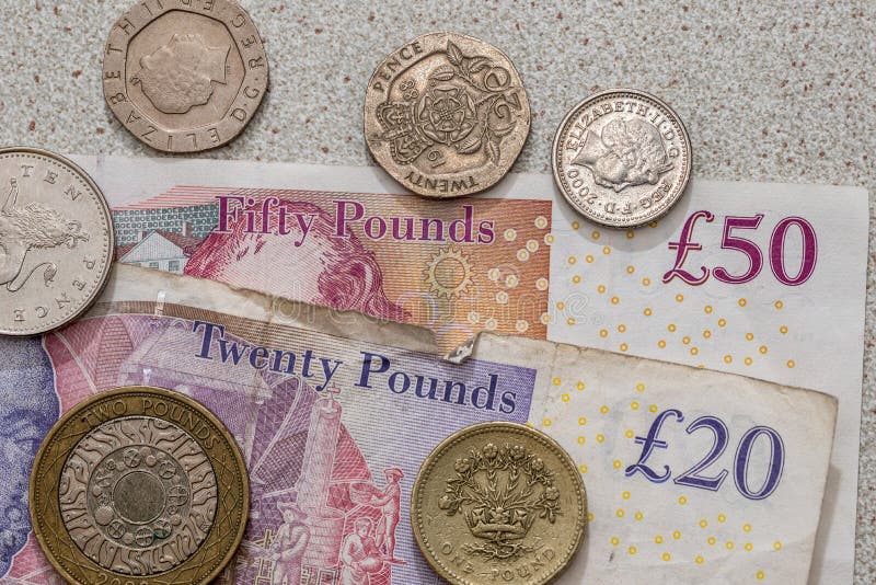 Uk bills and coin editorial stock photo. Image of transaction - 108104313