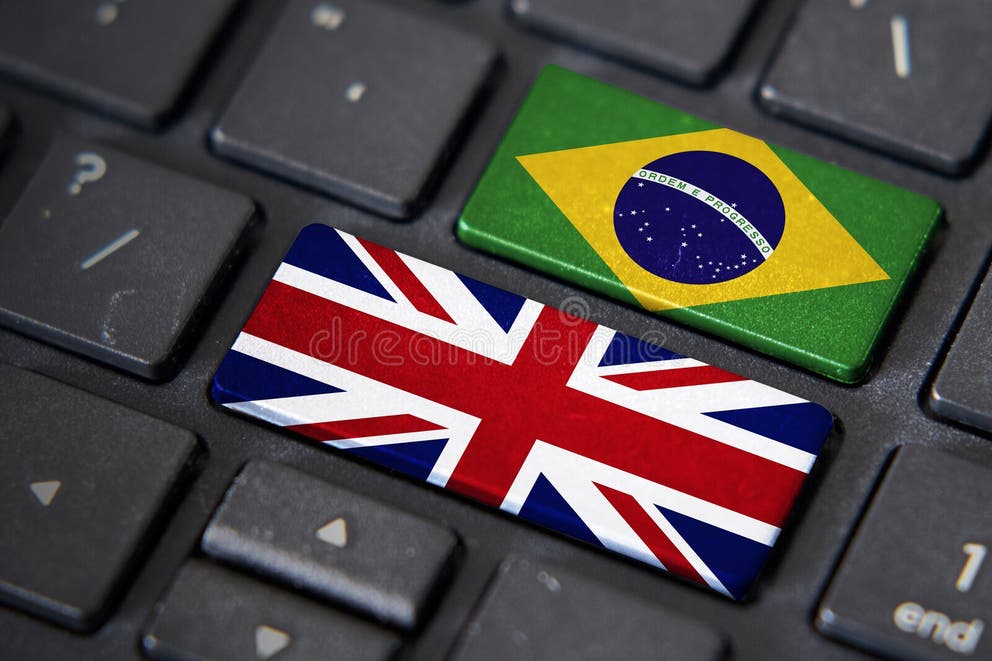 UK and Brazil Flags on Computer Keyboard Stock Image - Image of ...