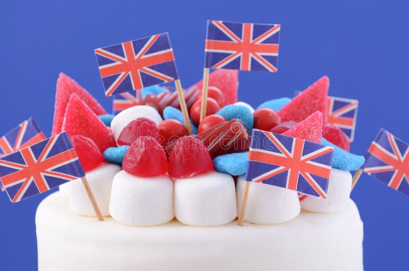 UK Celebration Cake with British Flag Stock Photo - Image of national ...