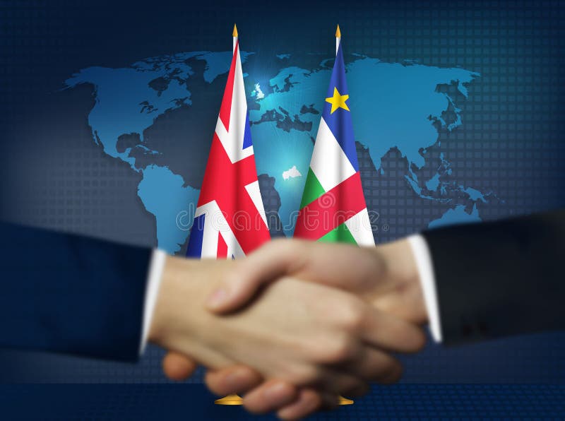 Two People Shaking Hands in Front of Central African Republic and UK ...