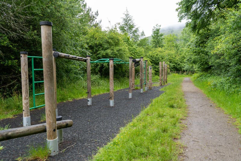 UK Cwmcarn Forest Children Playground Stock Image - Image of farm ...