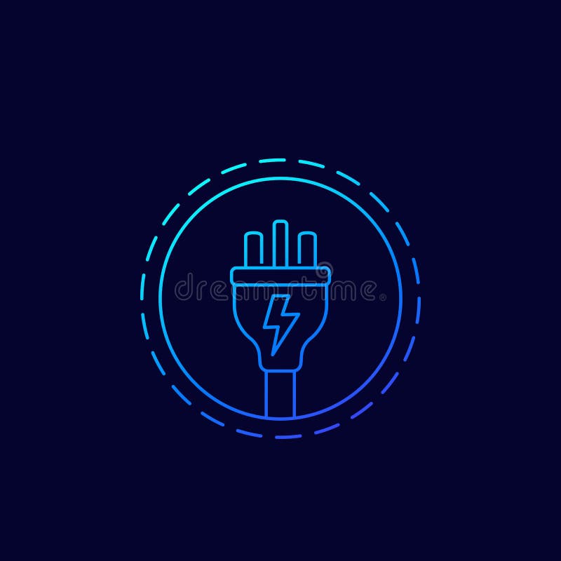 Uk Electric Plug Icon, Linear Vector Stock Illustration - Illustration ...