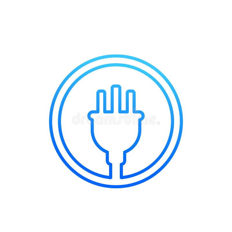Uk Electric Plug Linear Icon on White Stock Vector - Illustration of ...