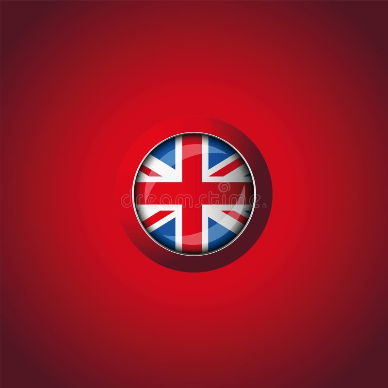 UK Flag Button on Red Field Stock Illustration - Illustration of design ...