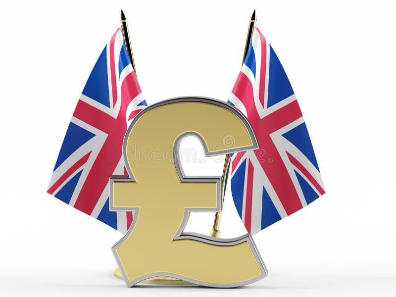 Nowy Jeden Brytyjski Funtowe Monety I UK Flaga Fotografia Editorial ...