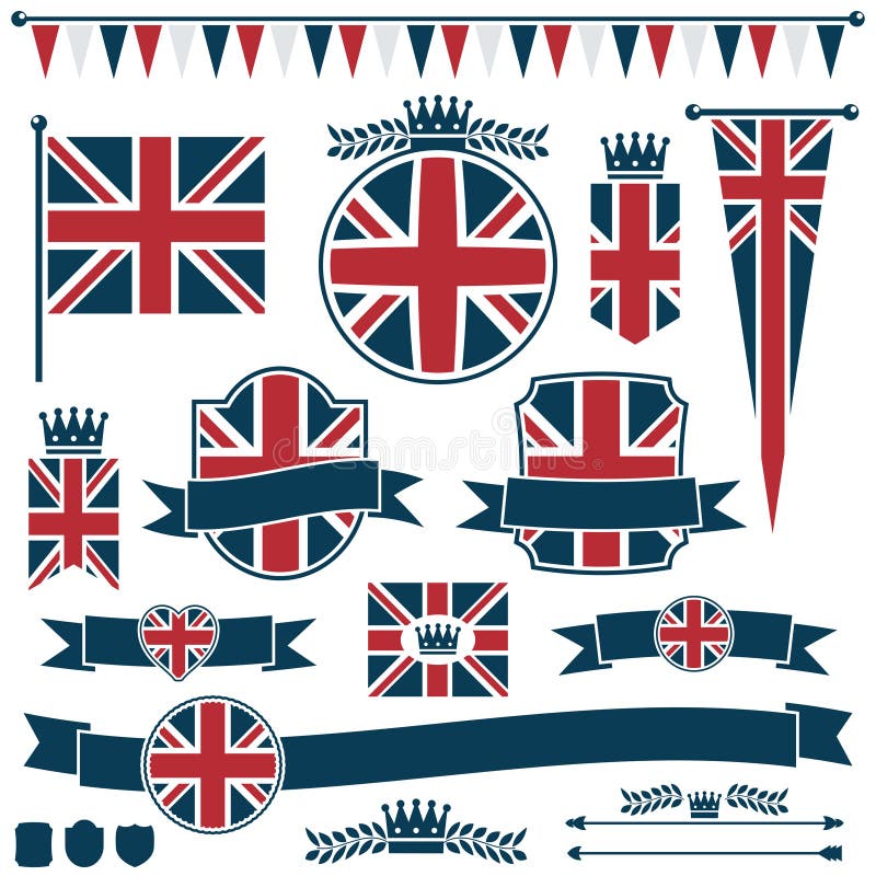 Uk flags and ribbons stock vector. Illustration of crown - 24820461