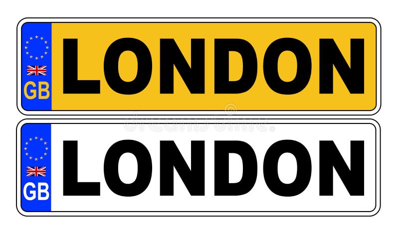 UK Front and Back Number Plate Med Text London Vektor Illustrationer ...