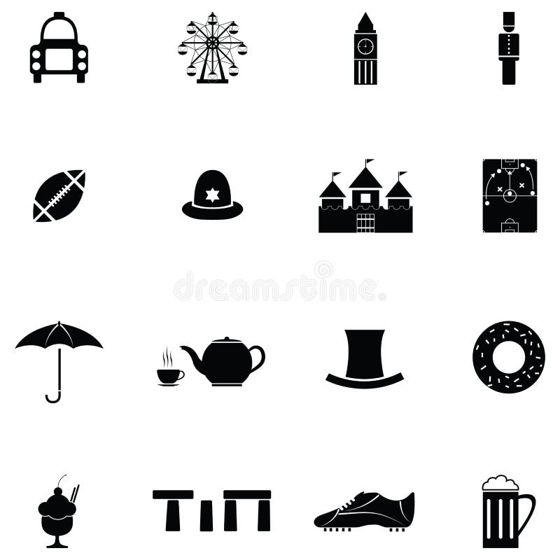 Uk icon set stock vector. Illustration of isolated, taxi - 128219884
