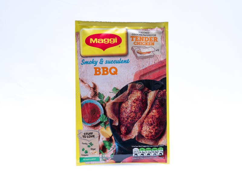 UK, Jan 2020: Maggi Seasoned Bbq Cooking Papers on White Background ...