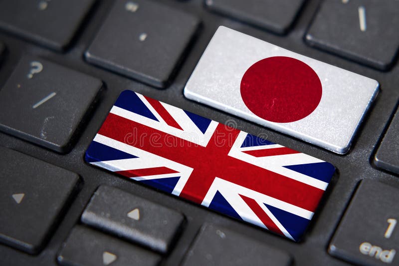 UK and Japan Flags on Computer Keyboard Stock Illustration ...
