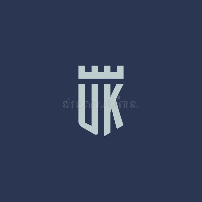 UK Logo Monogram with Fortress Castle and Shield Style Design Stock ...