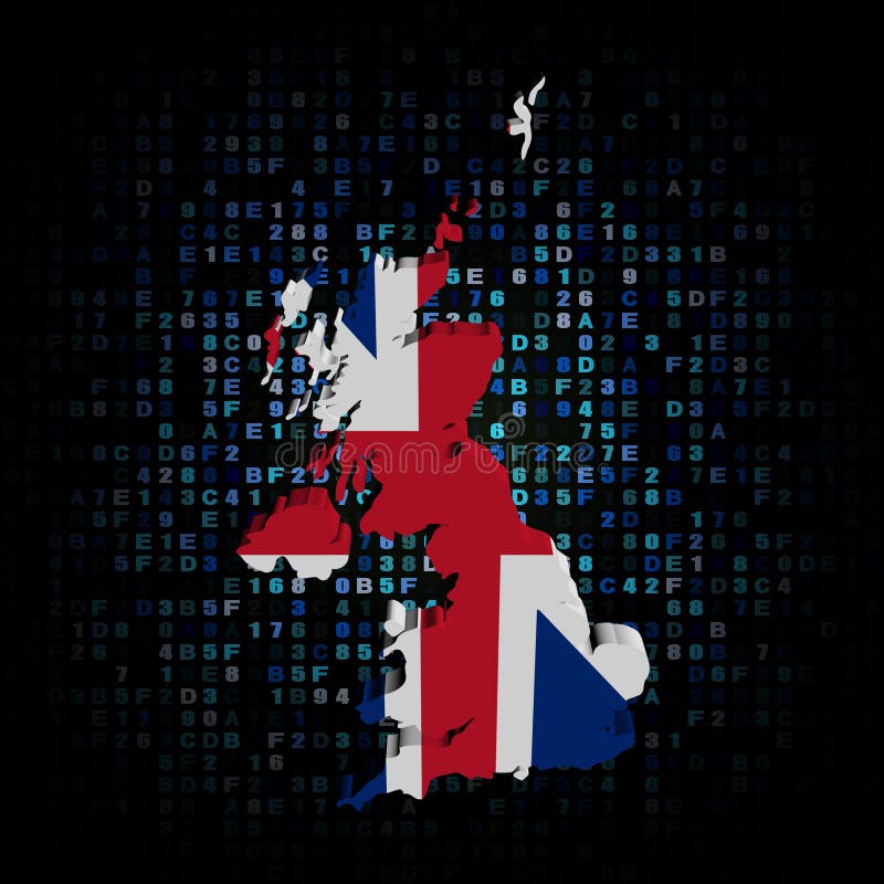 UK Map Flag on Hex Code Illustration Stock Illustration - Illustration ...