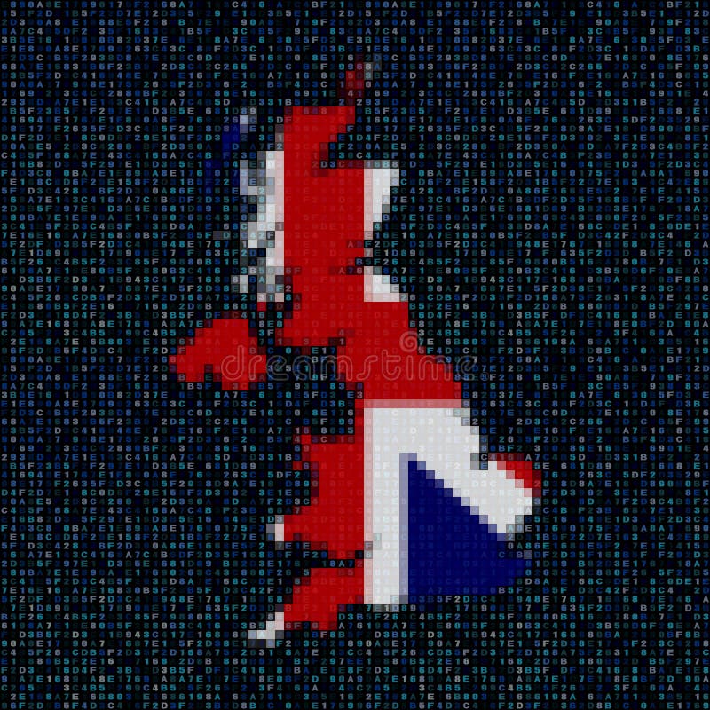 UK Map Flag on Hex Code Illustration Stock Illustration - Illustration ...