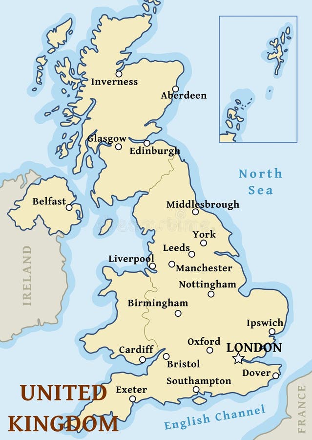 map of uk with major cities