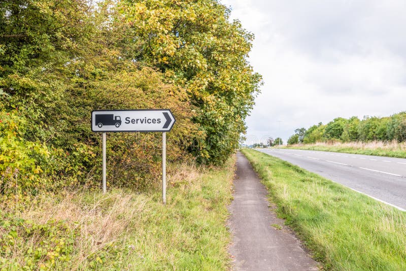 UK Motorway Services Roadworks Cones Traffic Signpost Stock Photo ...