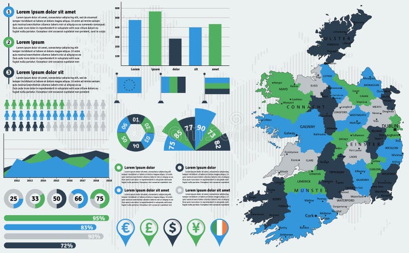 Ireland - Infographic Map and Flag - Detailed Vector Illustration Stock ...