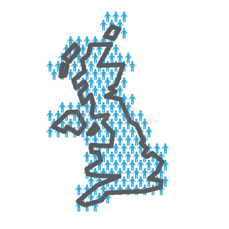 UK Population Map. Country Outline Made from People Figures Stock ...