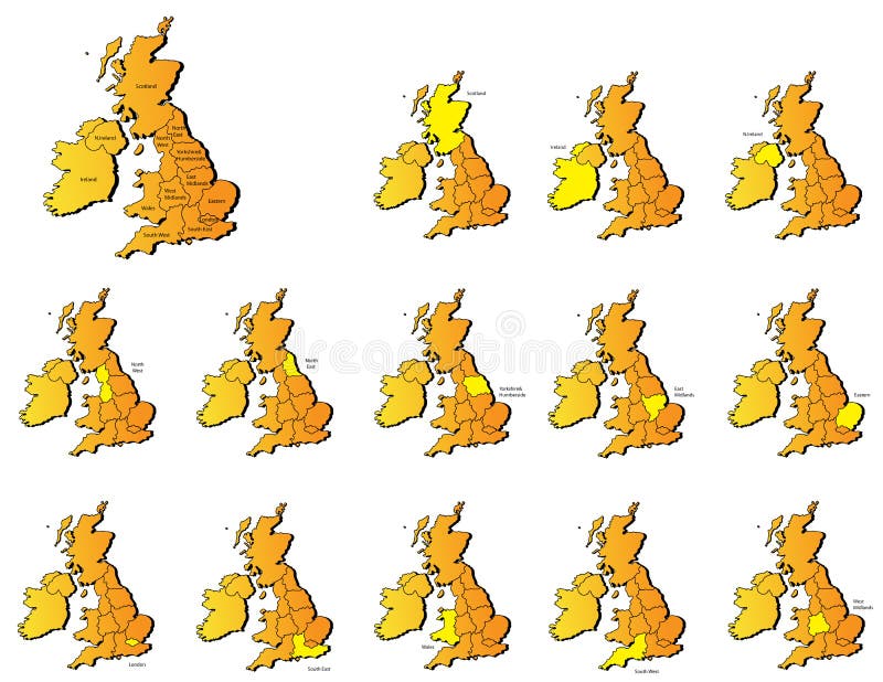 Regions of England stock vector. Illustration of east - 13720879