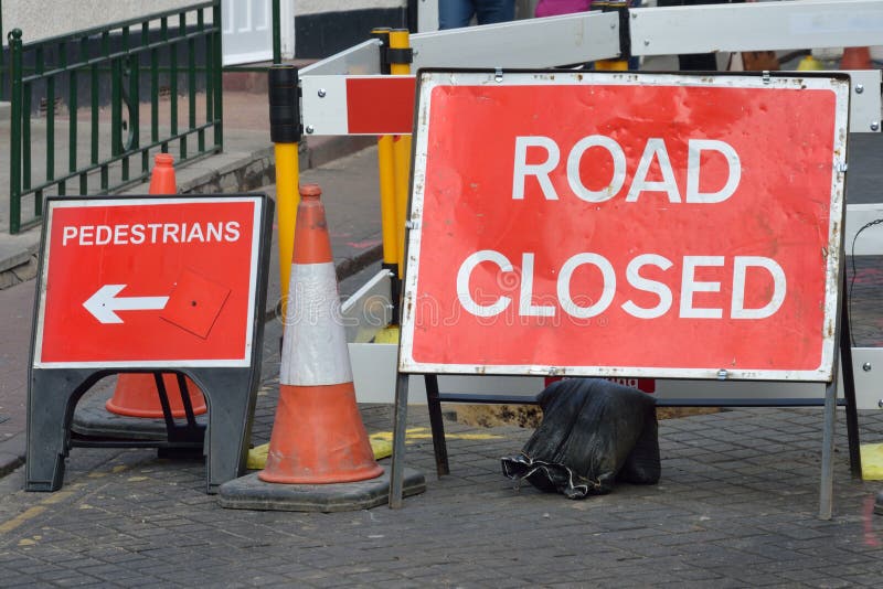 UK road closed sign stock photo. Image of street, highway - 51411186