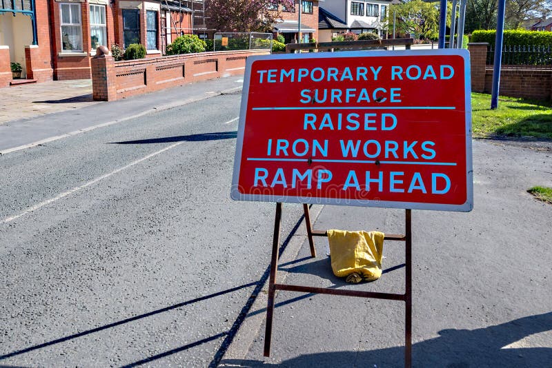 A UK Road Sign Warning Drivers that the Road Surface Has Been Stripped ...